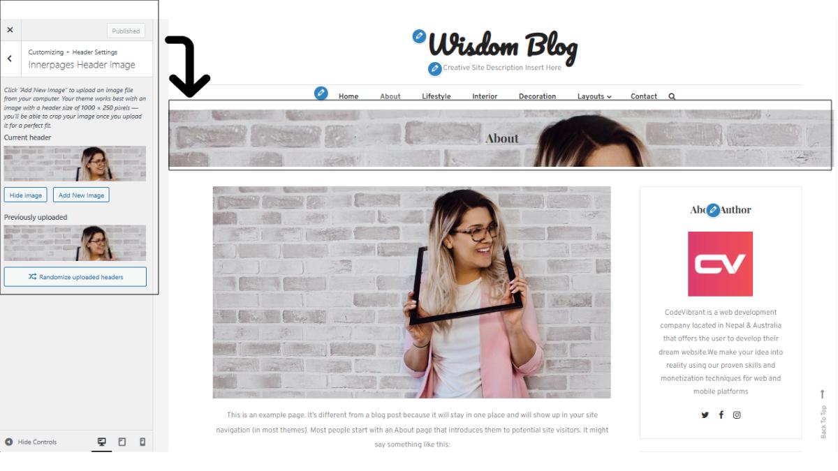 How to configure Inner pages header images in the Wisdom? – Wisdom